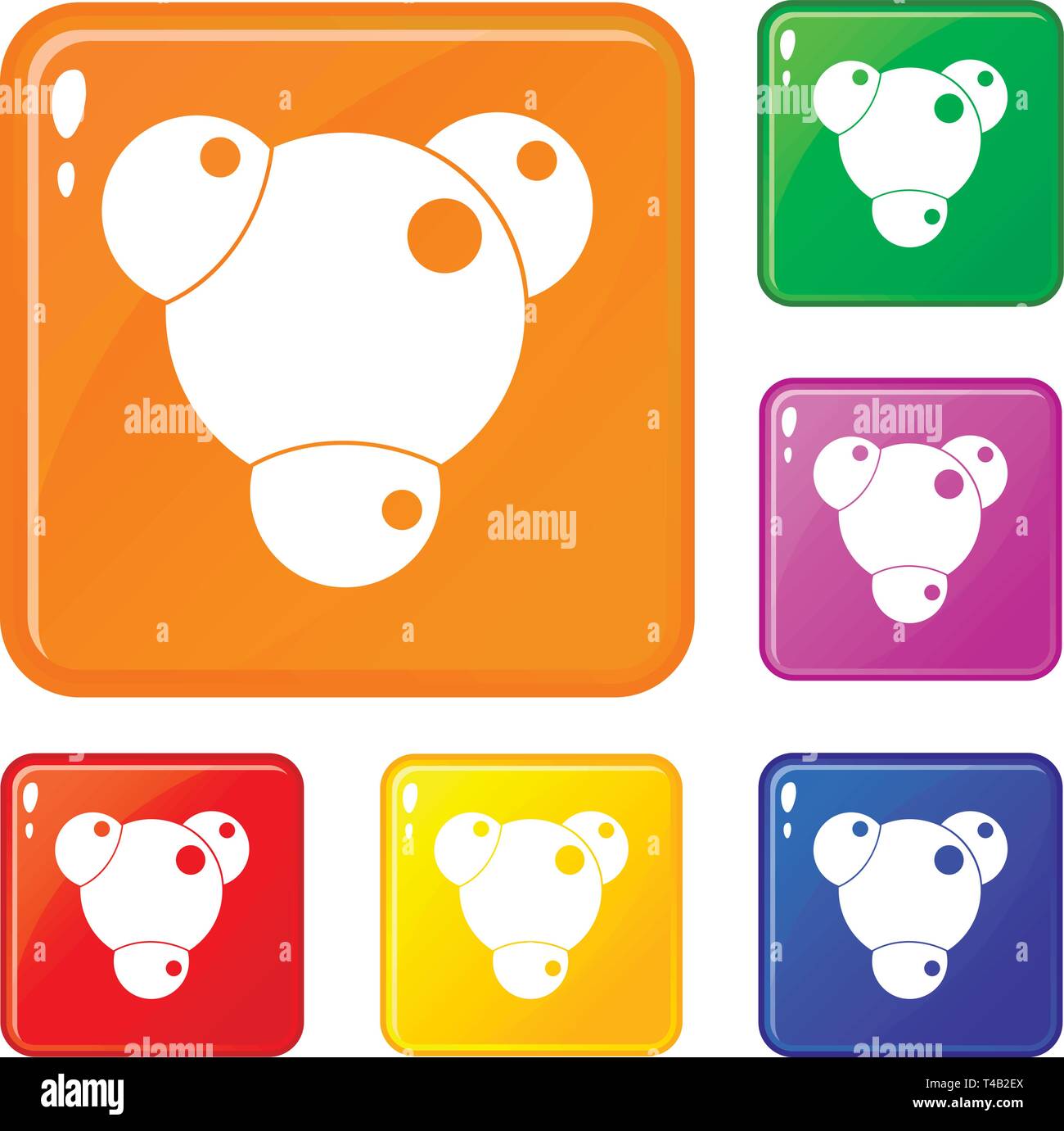 Chemical and physical molecules icons set vector color Stock Vector ...