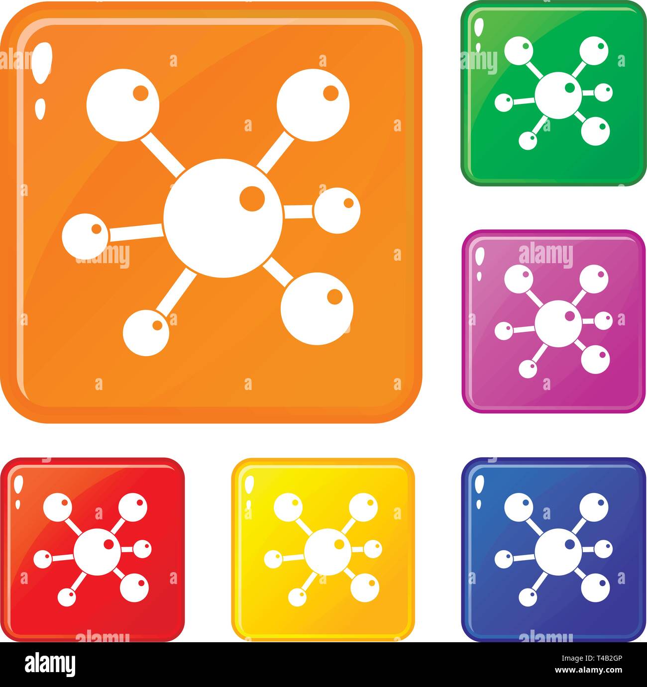 Chemical and physical molecules icons set vector color Stock Vector ...