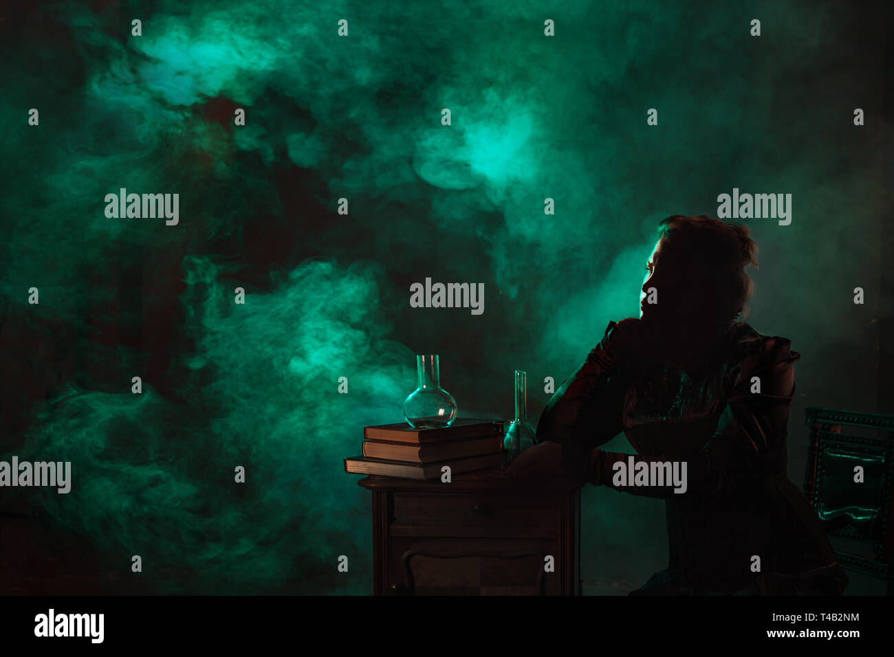 Scientist researcher on abstract background. History of science, great ...