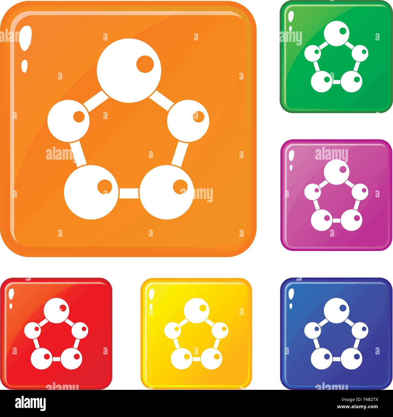 Chemical and physical molecules icons set vector color Stock Vector ...