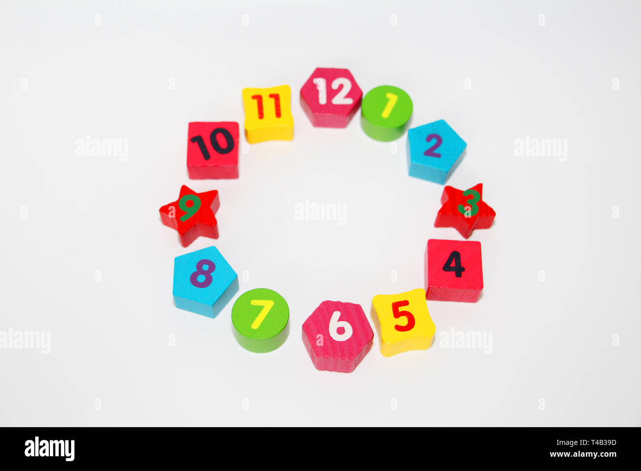 Wooden figures with numbers 1, 2, 3 ... and 12 are arranged in a circle ...