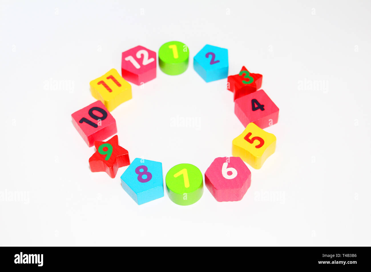 Wooden figures with numbers 1, 2, 3 ... and 12 are arranged in a circle ...