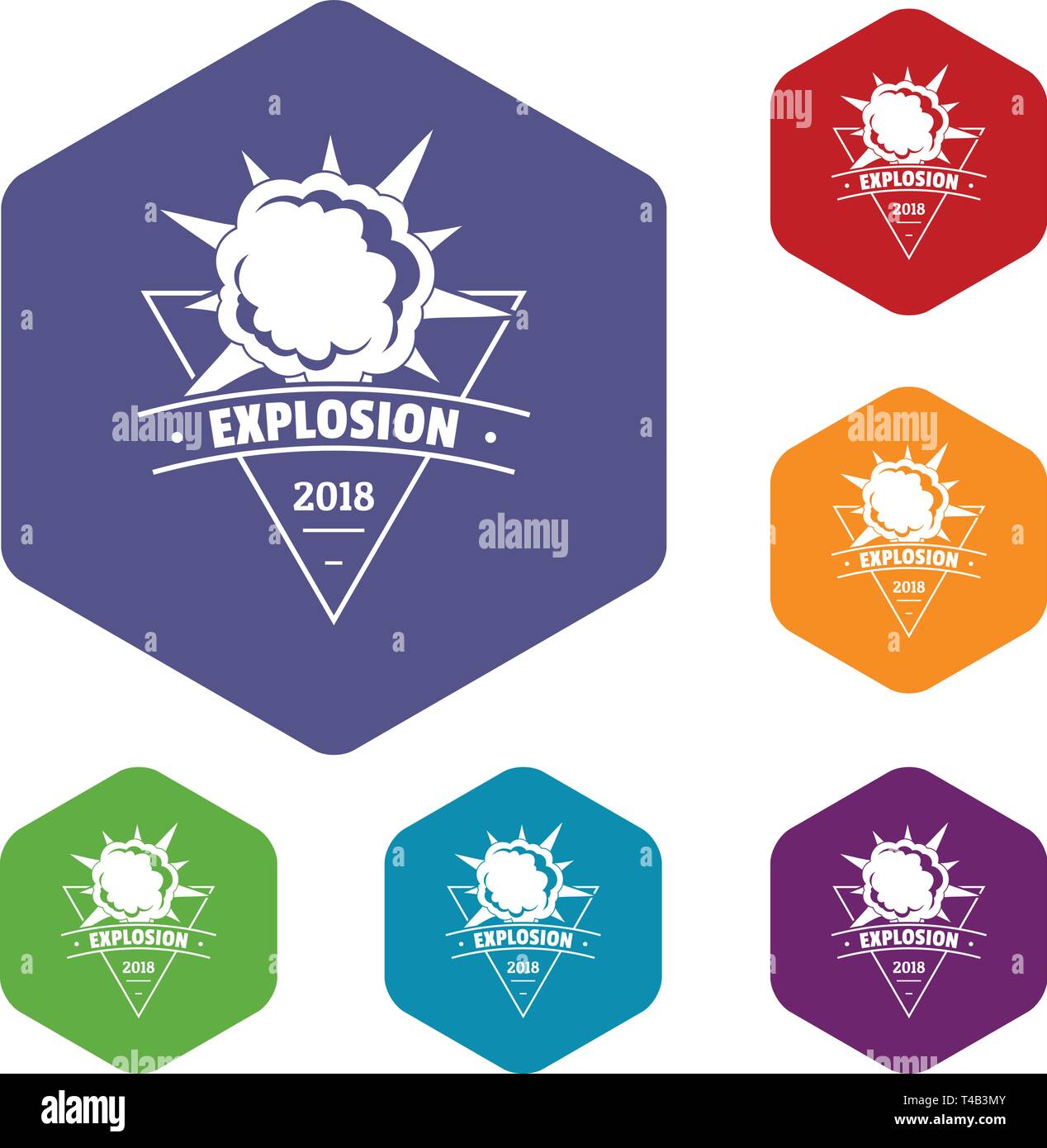Powerful explosion icons vector hexahedron Stock Vector Image & Art - Alamy