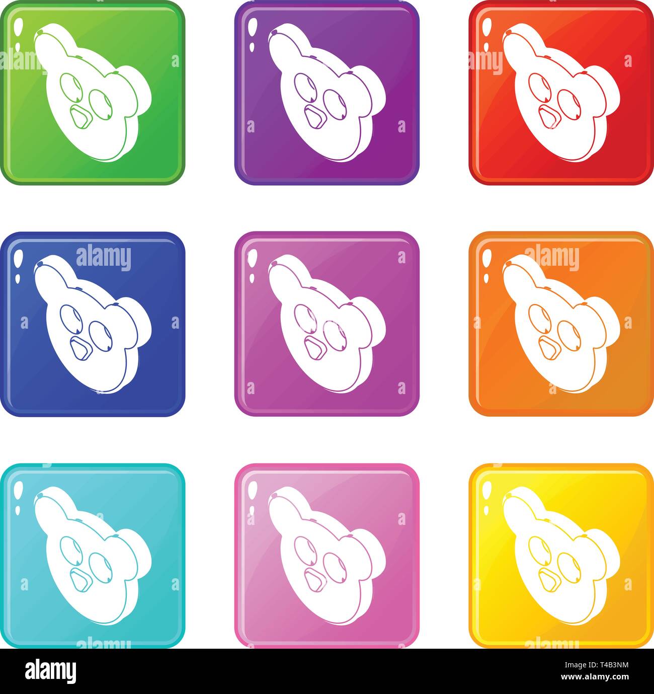 Mouse form button clothes icons set 9 color collection Stock Vector ...