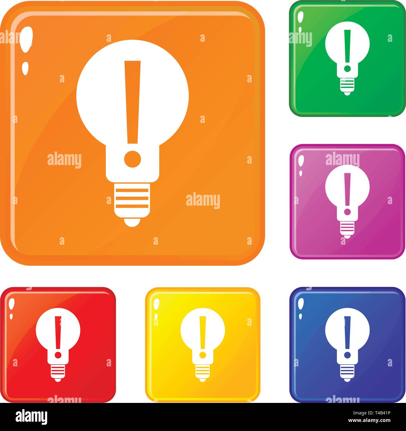 Bulb with exclamation mark inside icons set vector color Stock Vector ...