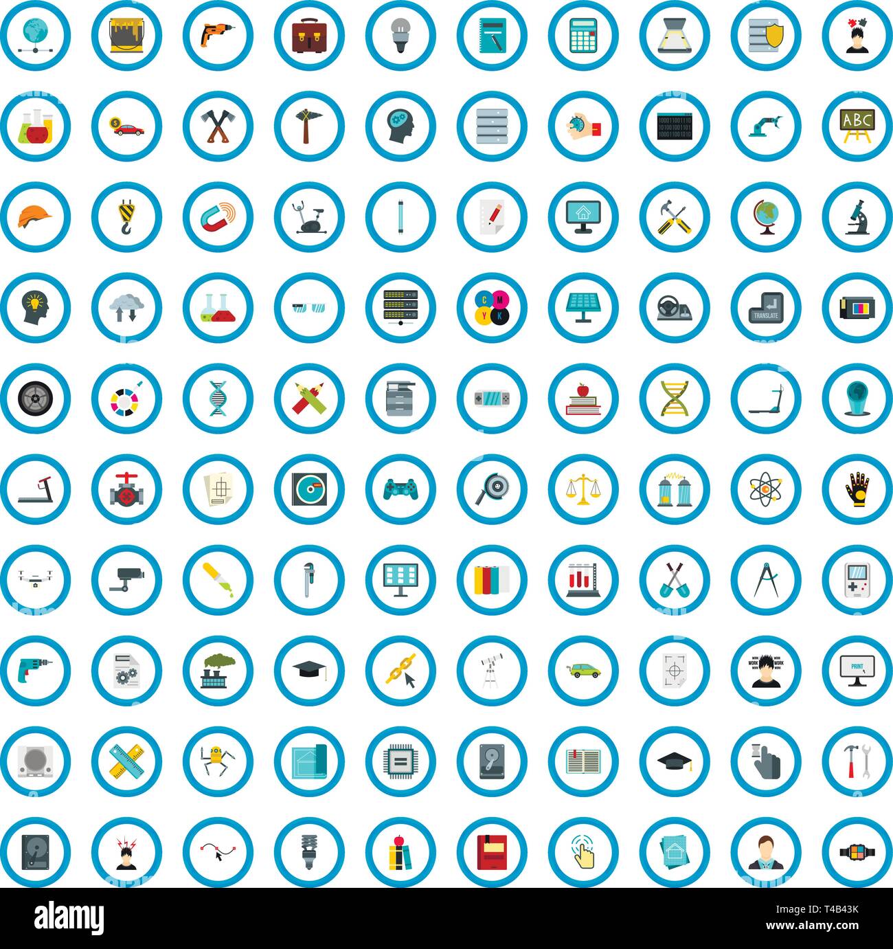 100 technology skill icons set, flat style Stock Vector Image & Art - Alamy