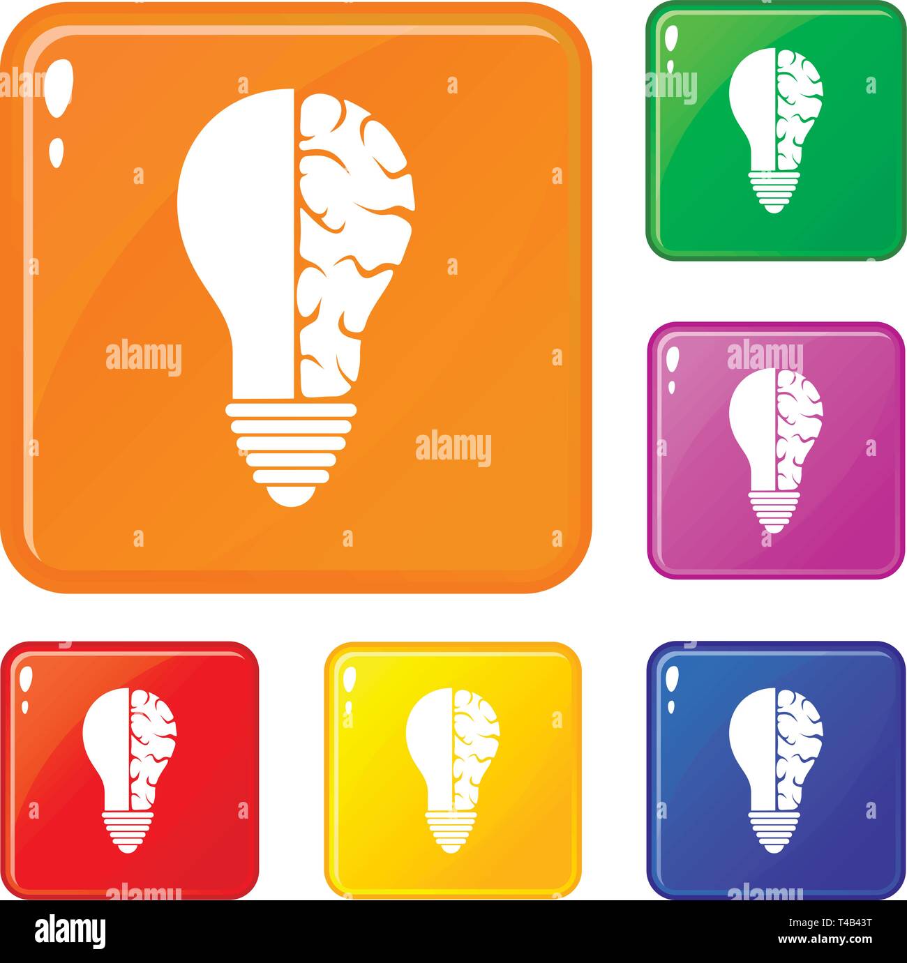Brain lamp icons set vector color Stock Vector Image & Art - Alamy