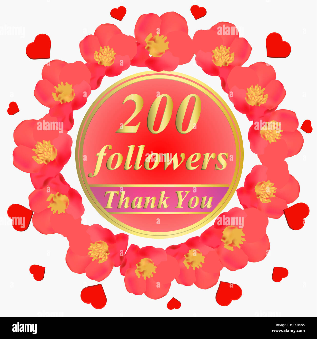 Bright followers background. 200 followers illustration with thank you ...
