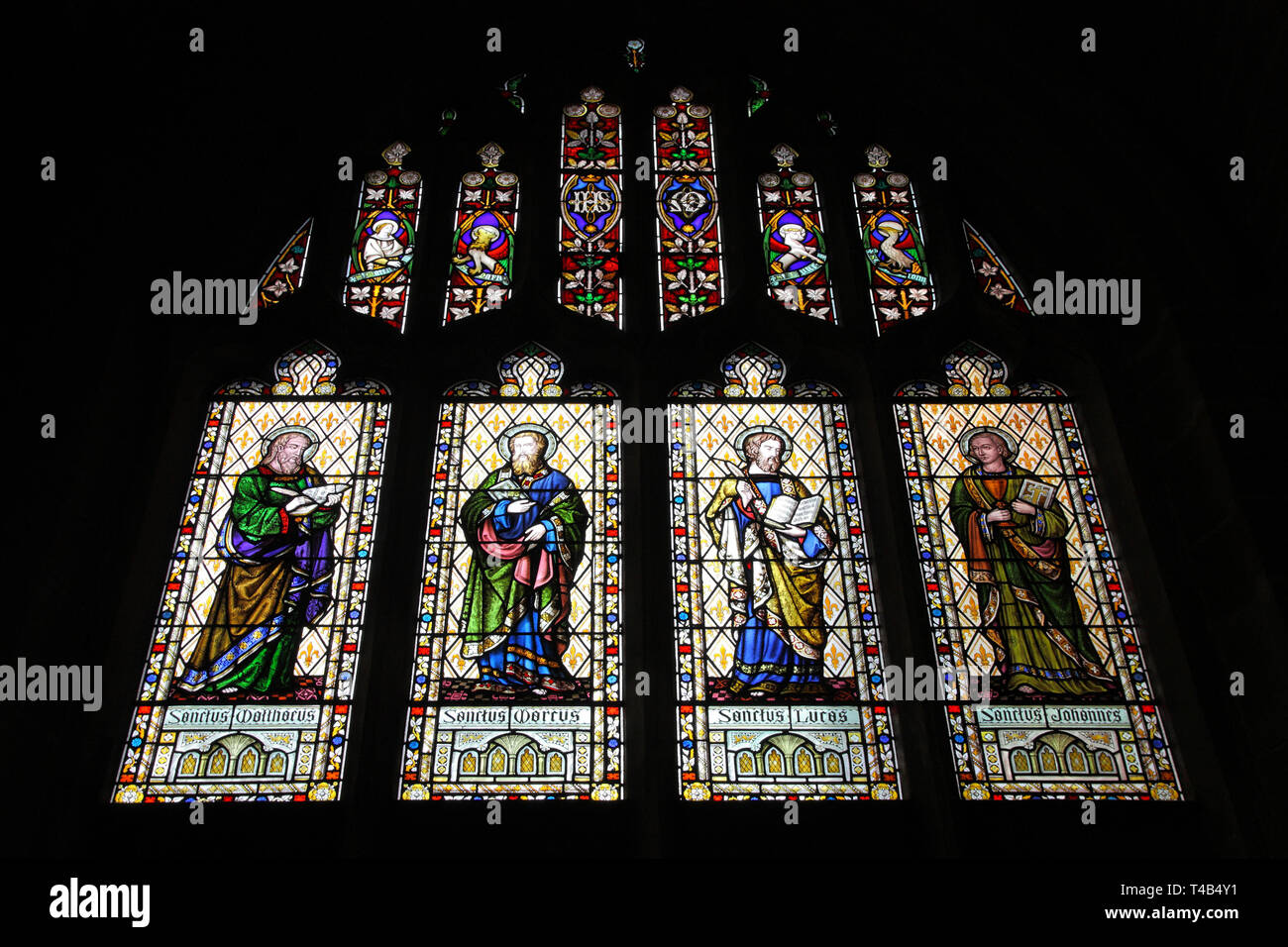 Coventry in West Midlands, England. Stained glass in the medieval Holy ...