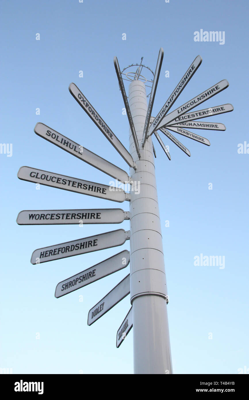 Direction signs showing various destinations near Birmingham, England ...