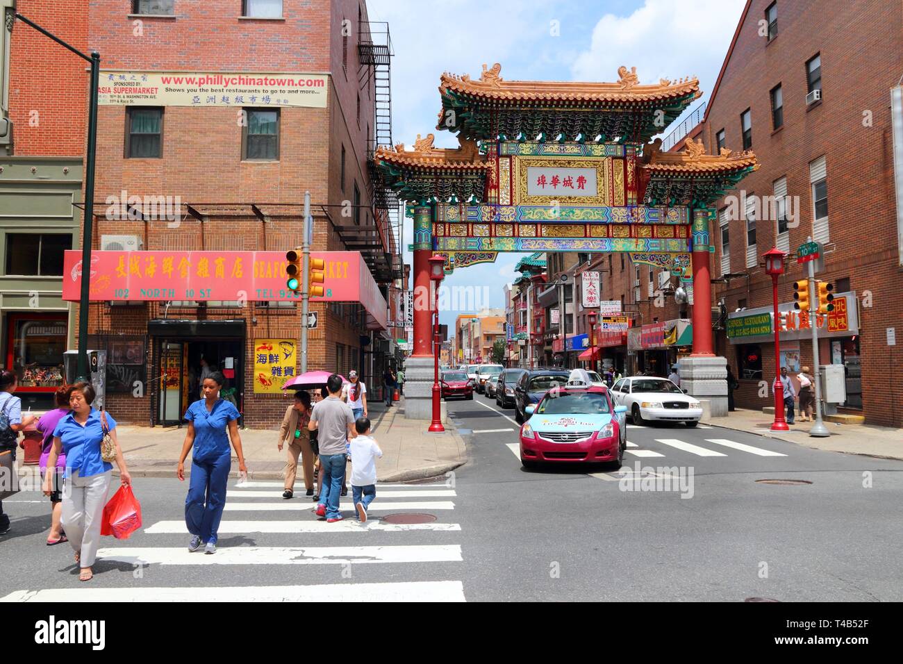 PHILADELPHIA, USA - JUNE 11, 2013: People visit Chinatown in ...