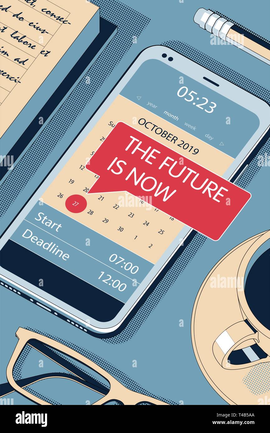 The Future is Now. Vector Halftone Isometric Illustration Stock Vector ...