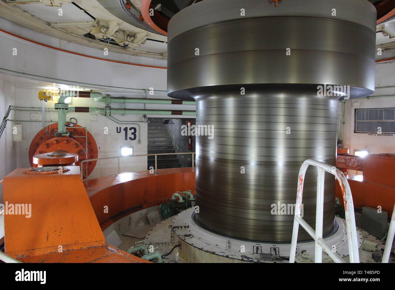 Hydro electric power plant working - rotating shaft. Renewable energy ...