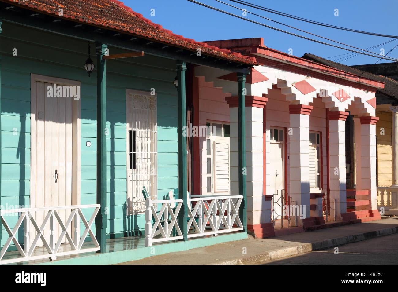 Baracoa, Cuba - colonial architecture. Colorful street view Stock Photo ...