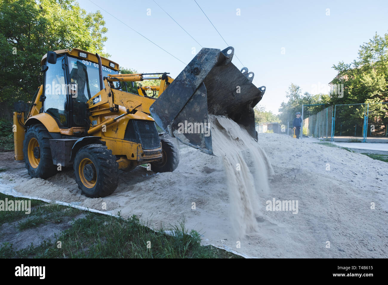 Construction of a house, preparation of a trench with the technics ...