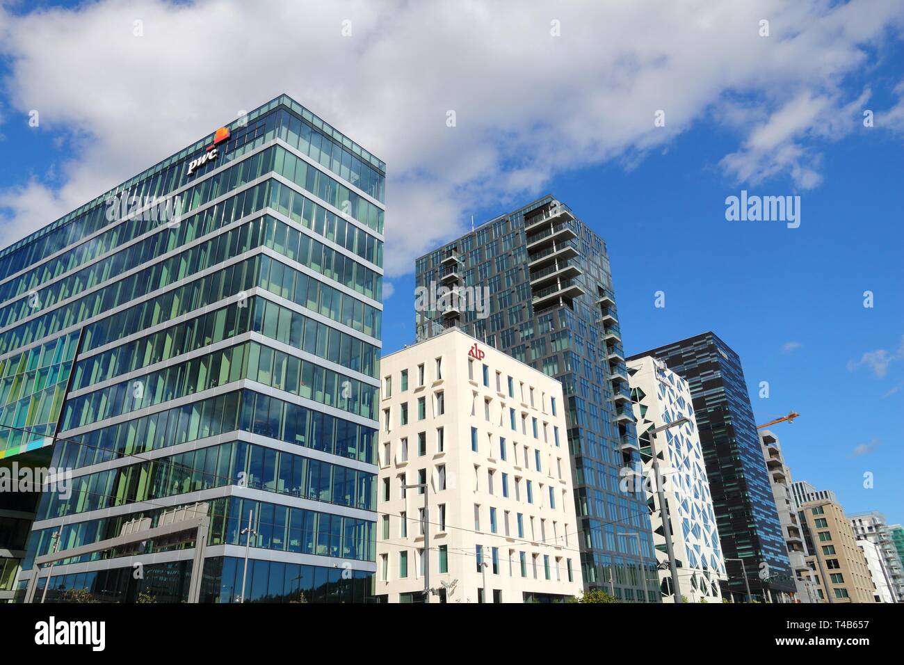 OSLO, NORWAY - AUGUST 2, 2015: Architecture of Bjorvika district in ...
