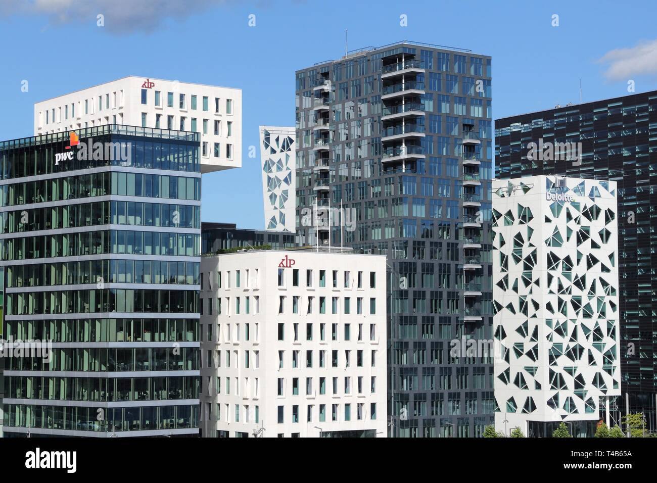 OSLO, NORWAY - AUGUST 2, 2015: Architecture of Bjorvika district in ...