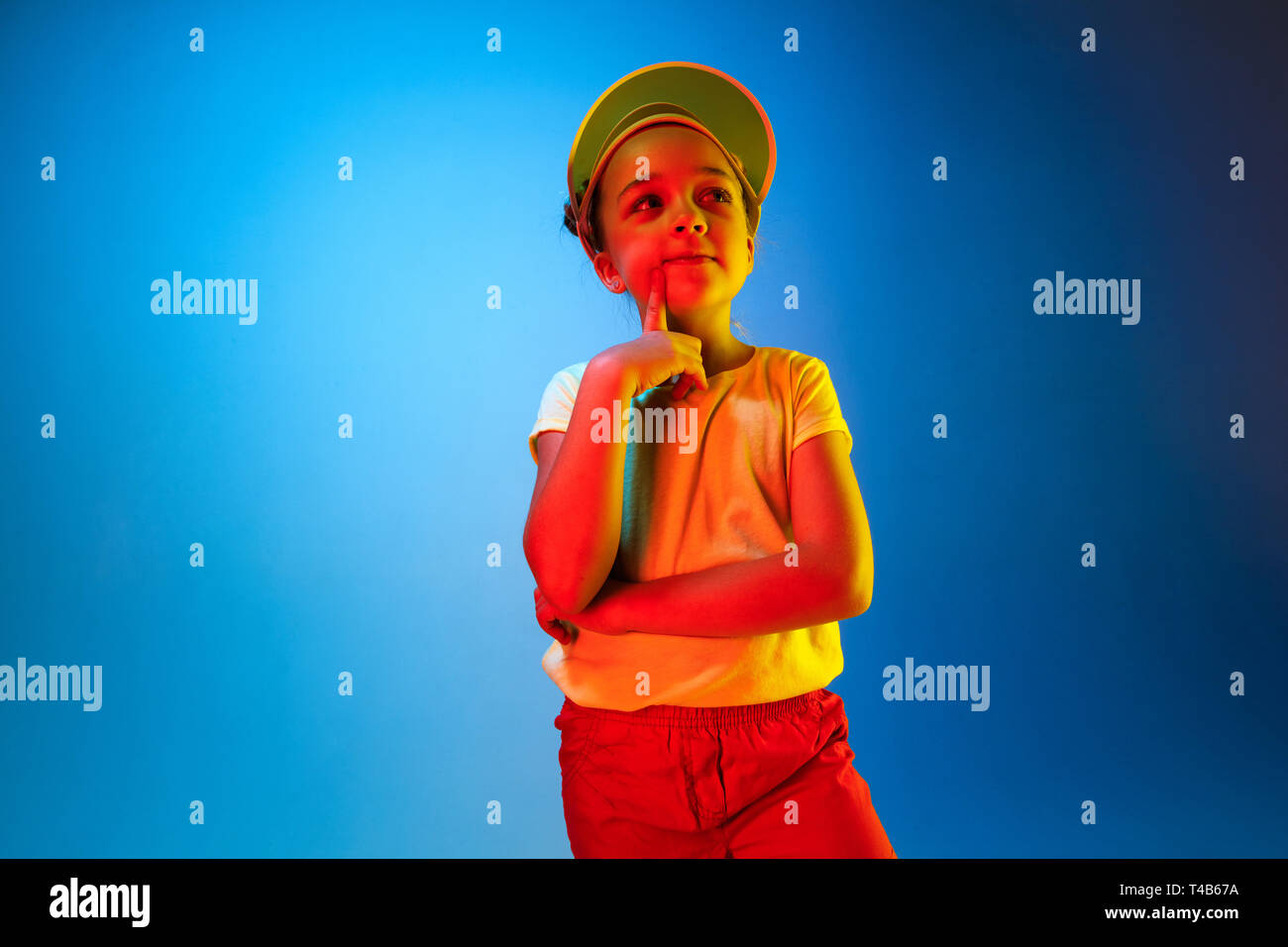 Remember all. Let me think. Doubt concept. Doubtful, thoughtful teen ...