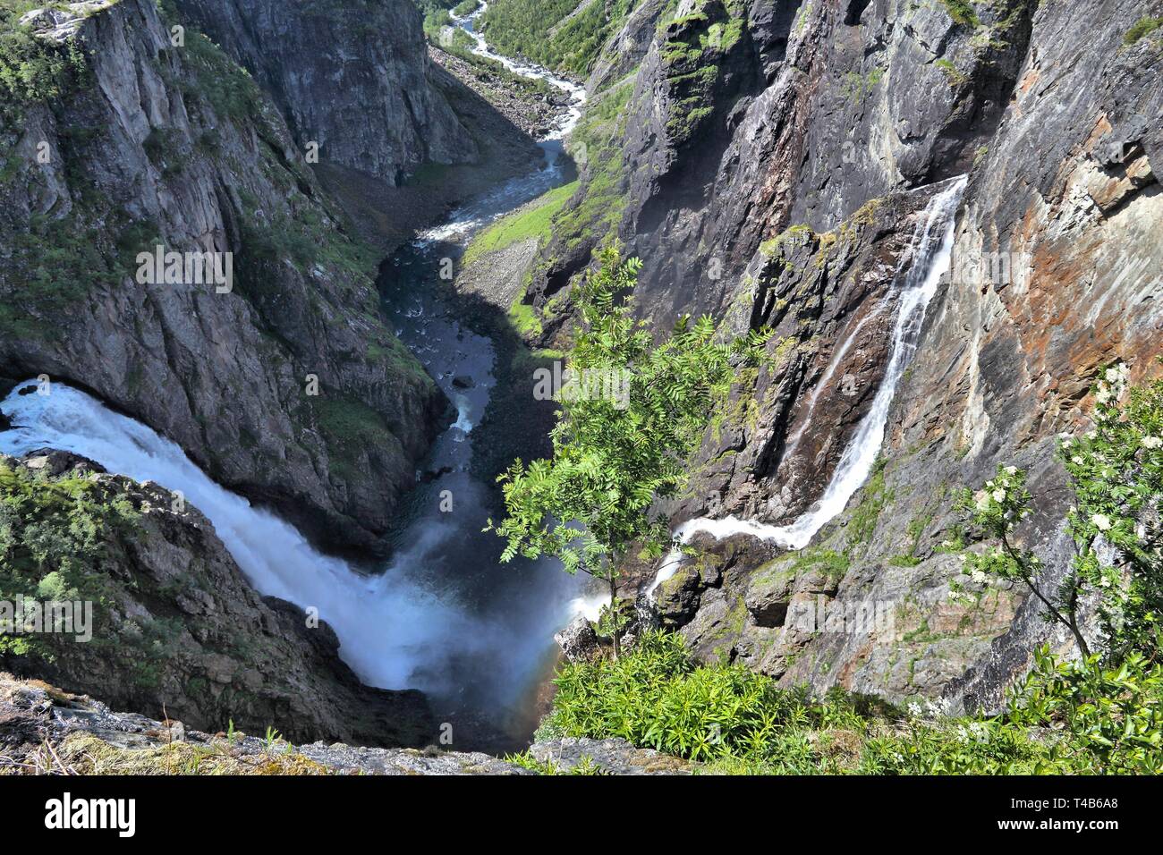 Norway nature - Voringfossen waterfall in Mabodalen valley. Hordaland ...