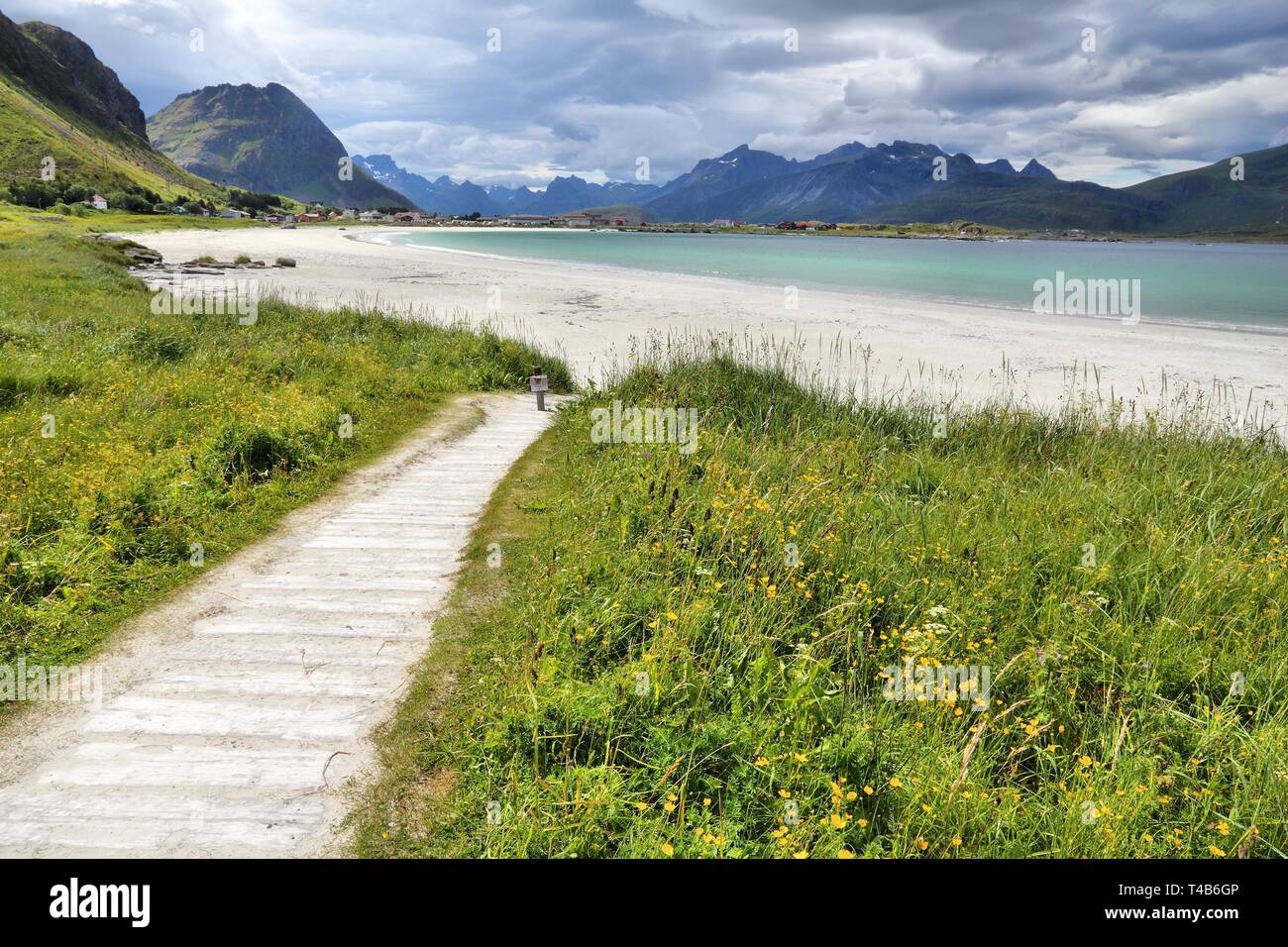 Lofoten beach - Arctic Norway landscape with dramatic clouds Stock ...