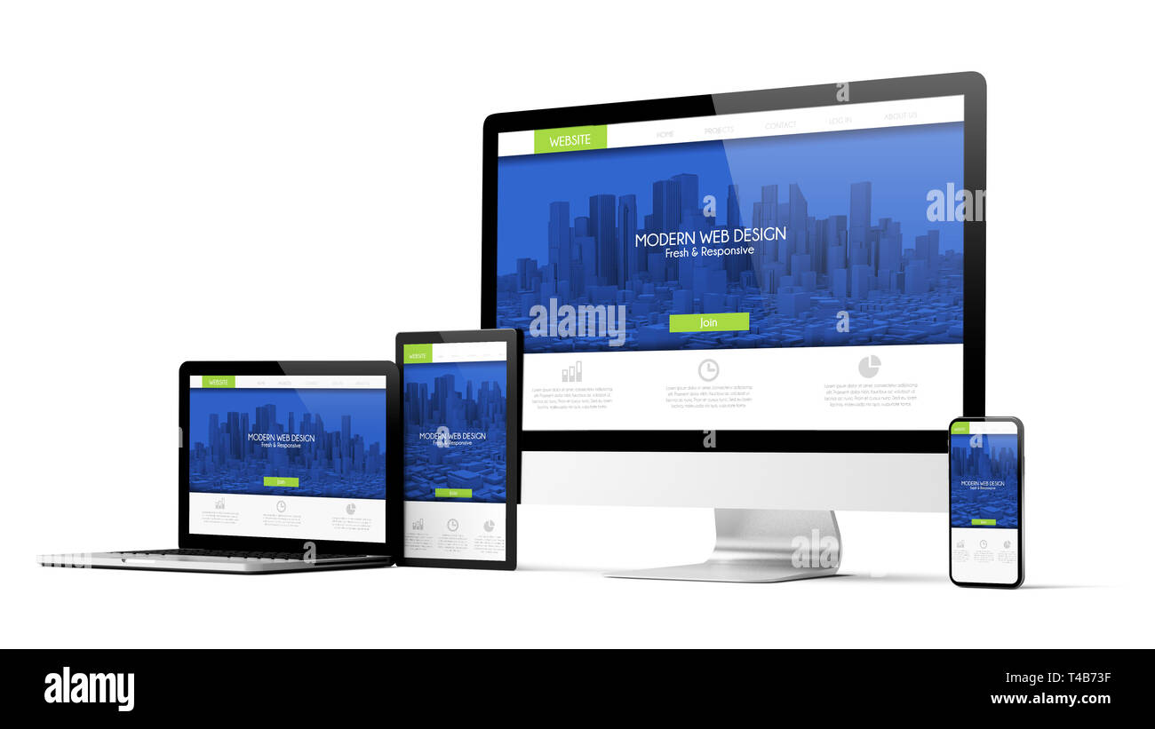 responsive design modern website devices isolated on white background ...
