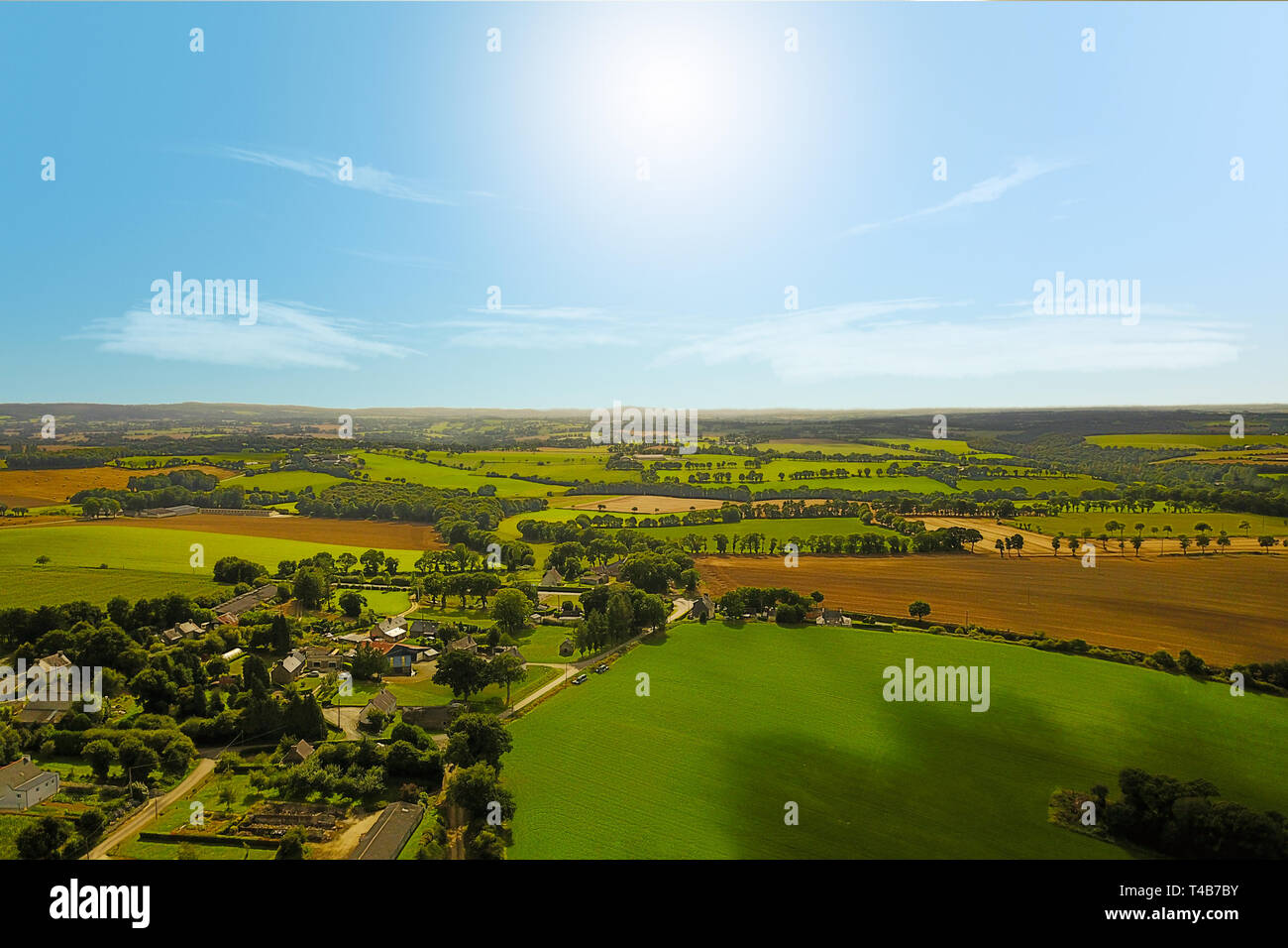 Village with farms in countryside in summer in Brittany in France Stock ...