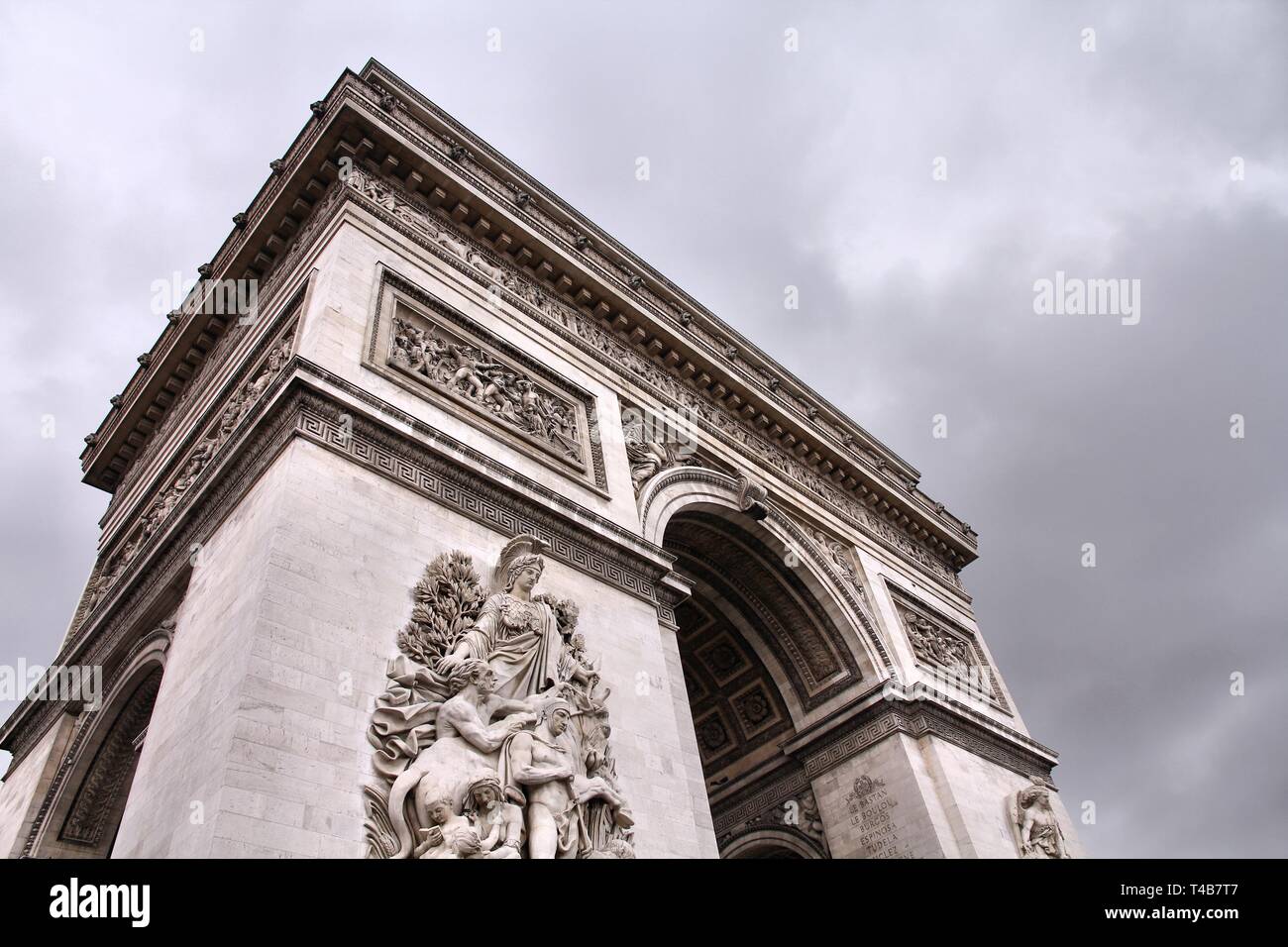 Paris, France - famous Triumphal Arch located at the end of Champs ...
