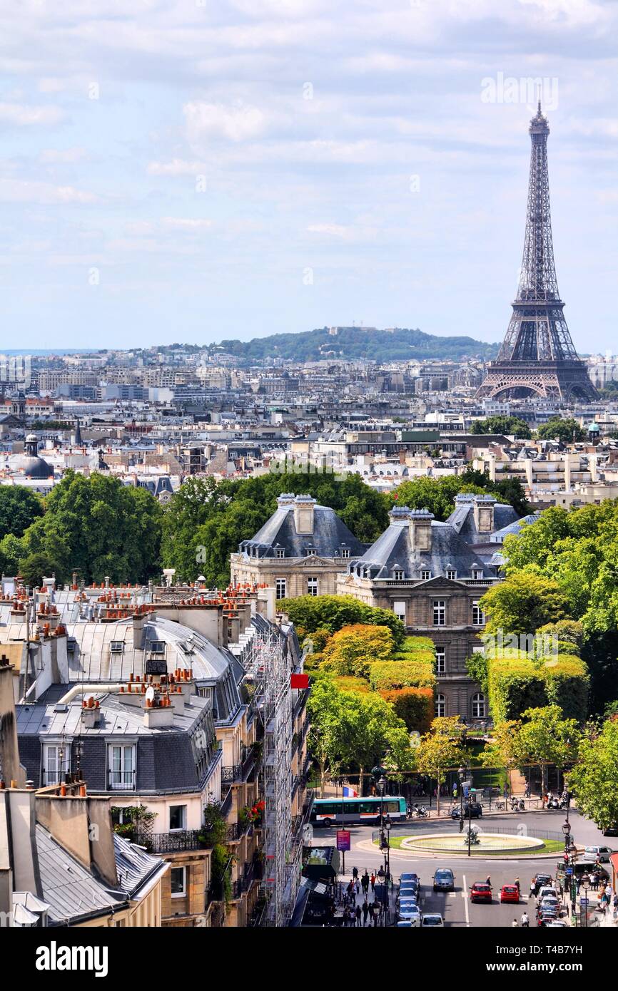 Paris, France - cityscape view with Eiffel Tower. UNESCO World Heritage ...