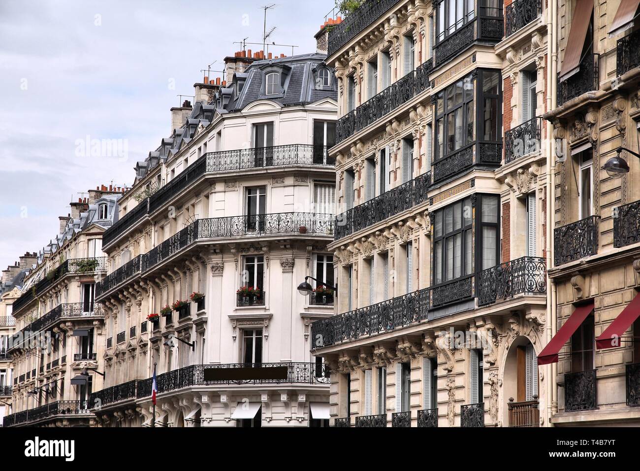 Paris, France - typical old apartment buildings. Windows and balconies ...