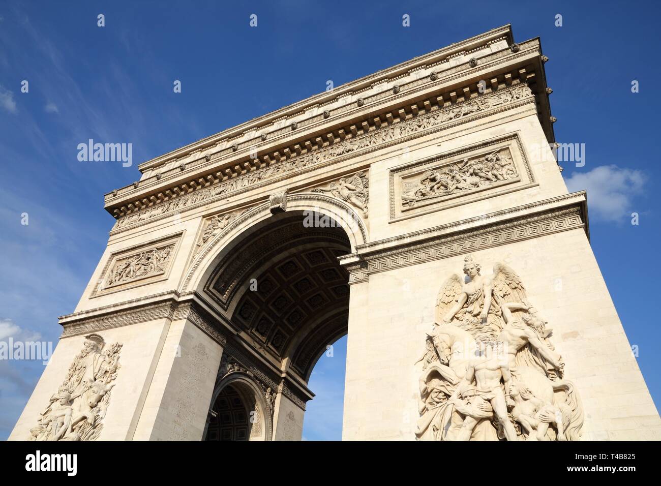 Paris, France - famous Triumphal Arch located at the end of Champs ...