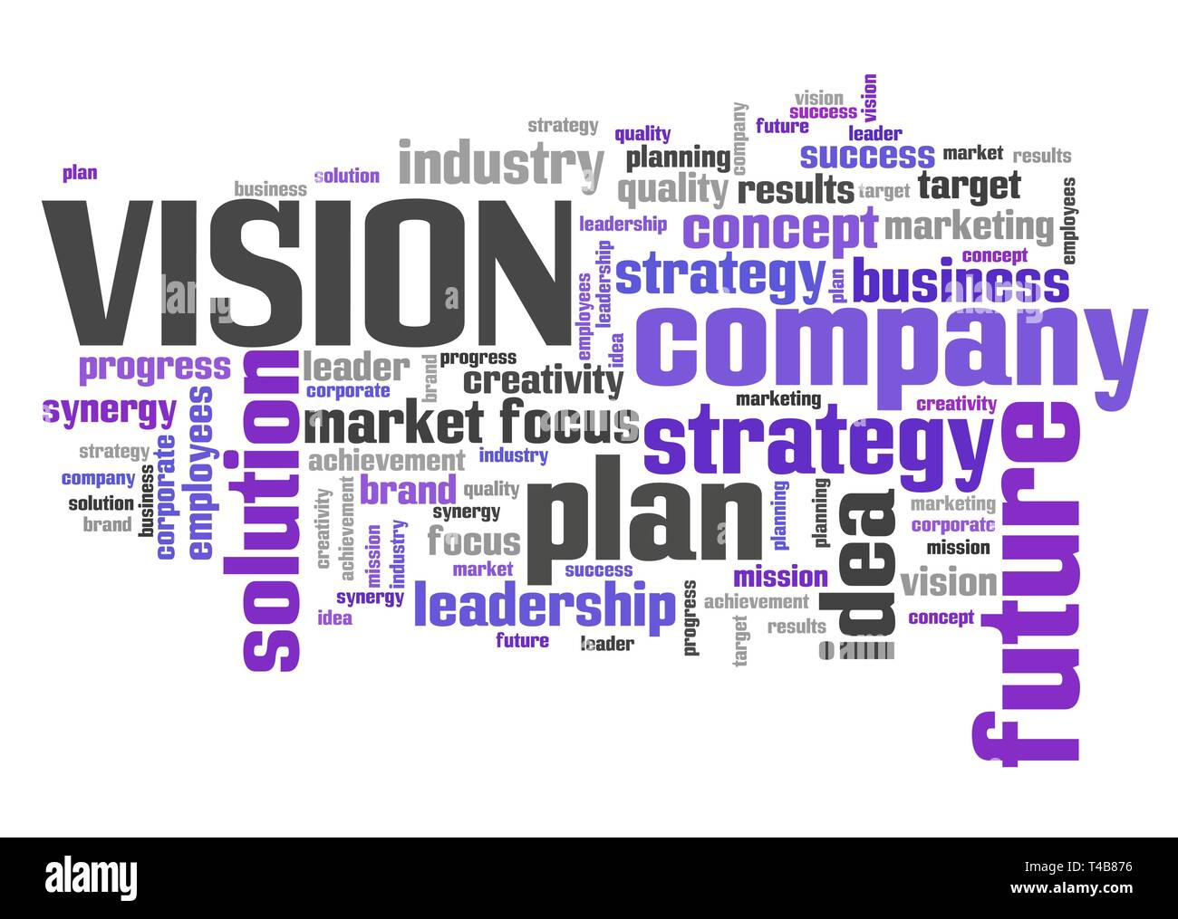 Vision concept in business - corporate planning word cloud sign Stock ...