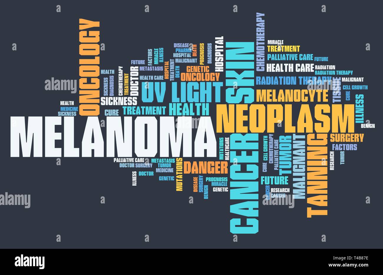 Melanoma (skin cancer type) - serious illness word cloud concept Stock ...