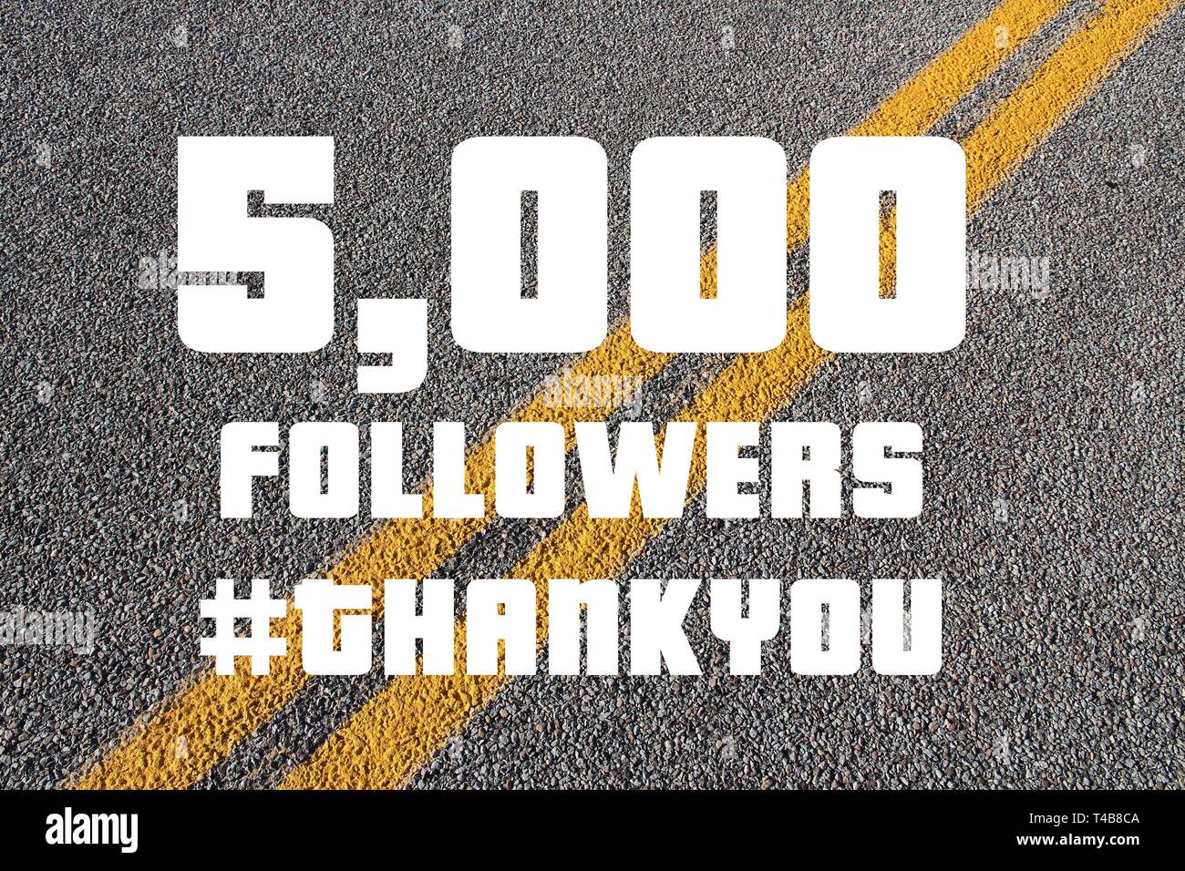 5000 followers - social media milestone banner. Online community thank ...