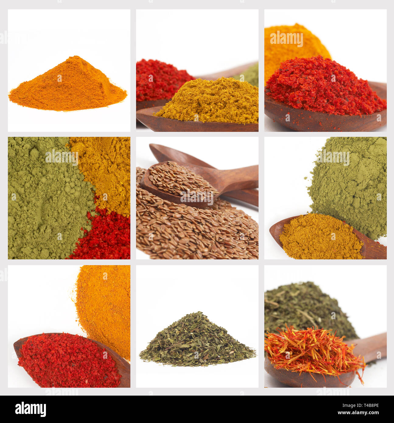 food ingredient spices collage set on white Stock Photo - Alamy