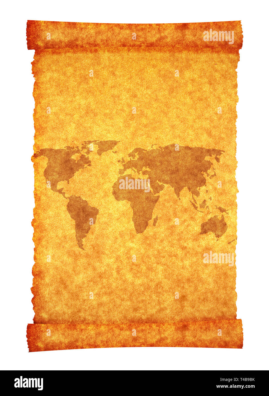 World map rolled up scroll Cut Out Stock Images & Pictures - Alamy