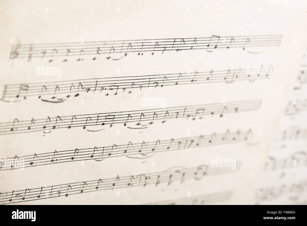 vintage paper sheet with handwritten musical notes Stock Photo - Alamy