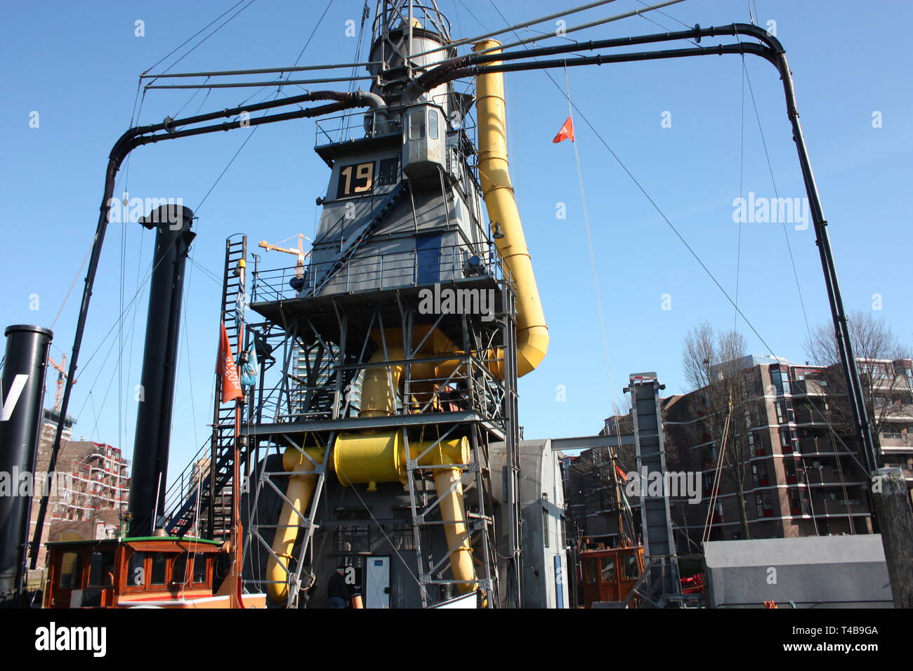 oil collection platform.old industrial system. control unit. energy ...
