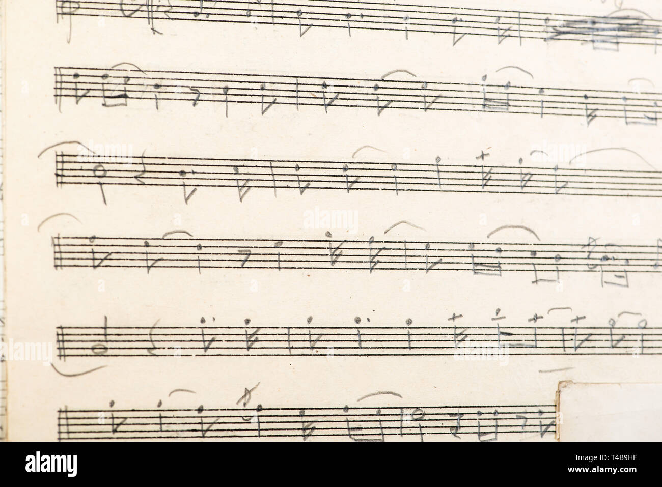 vintage paper sheet with handwritten musical notes Stock Photo - Alamy