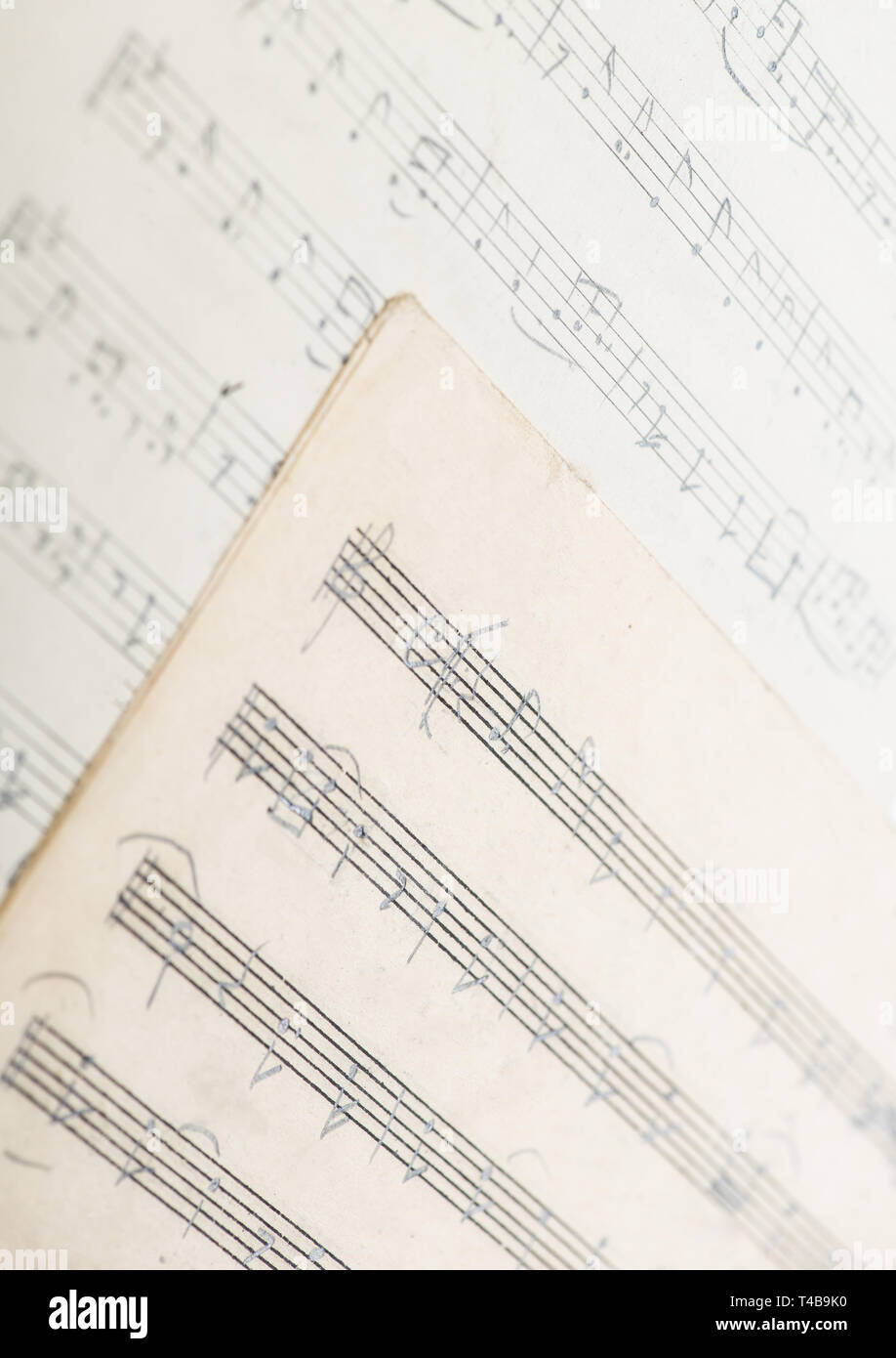 vintage paper sheet with handwritten musical notes Stock Photo - Alamy