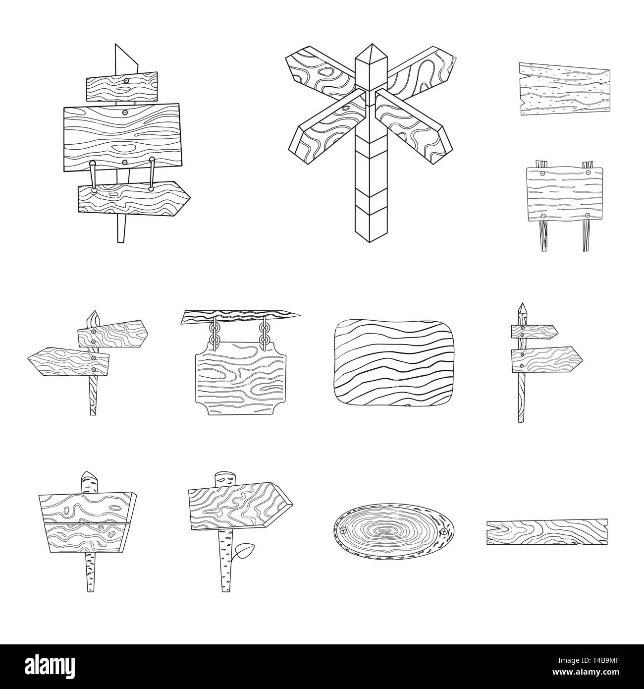 Vector illustration of hardwood and material symbol. Set of hardwood ...