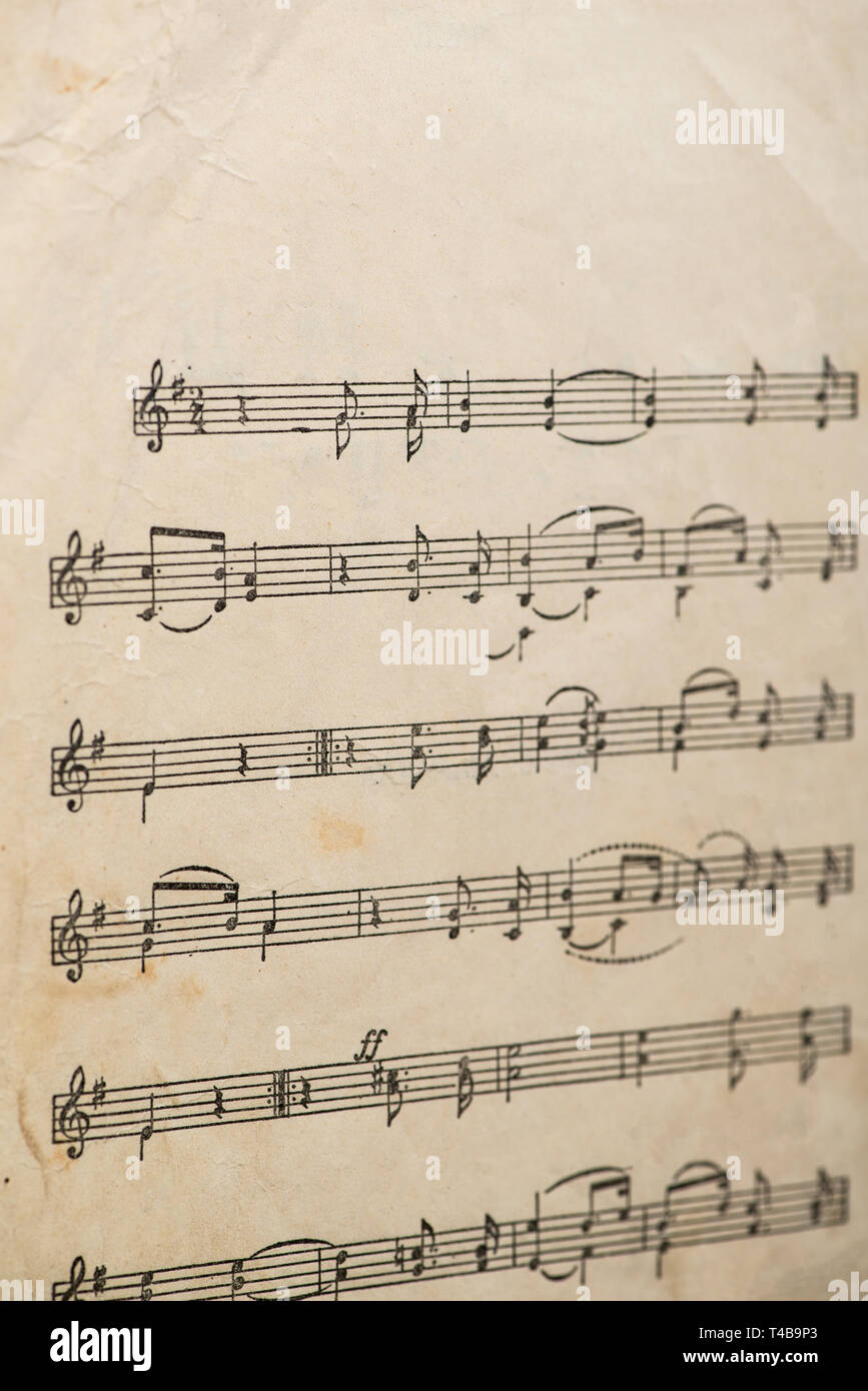vintage paper sheet with handwritten musical notes Stock Photo - Alamy
