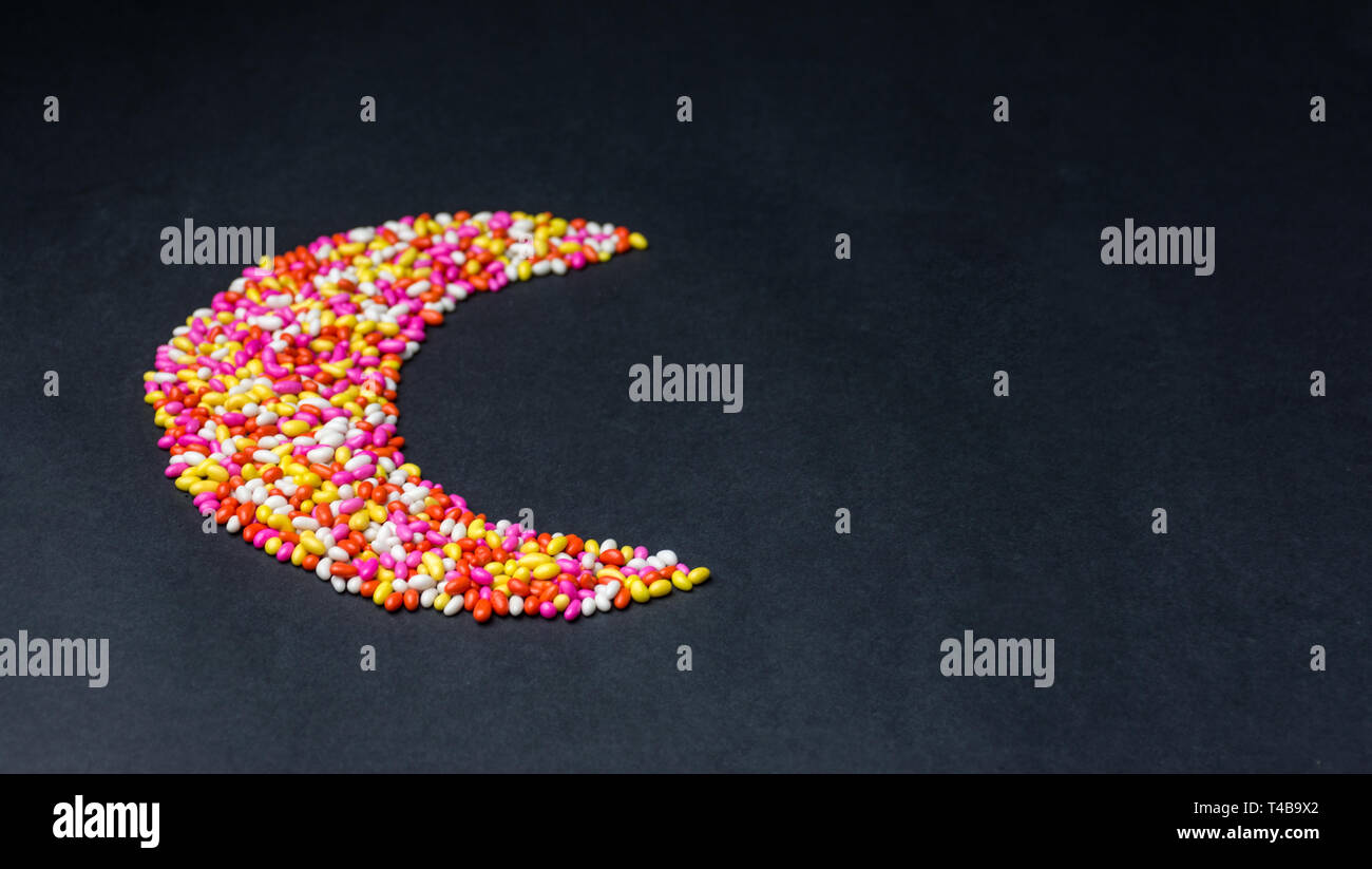 Ramadan kareem concept background with Colorful sweet candy chocolate ...