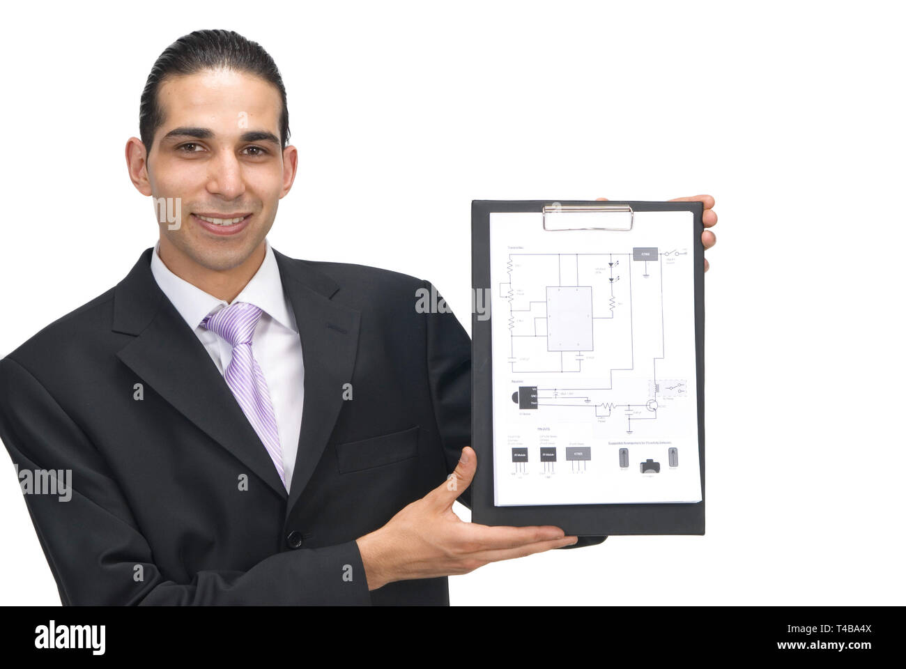 business presentation with financial clipboard on white Stock Photo - Alamy
