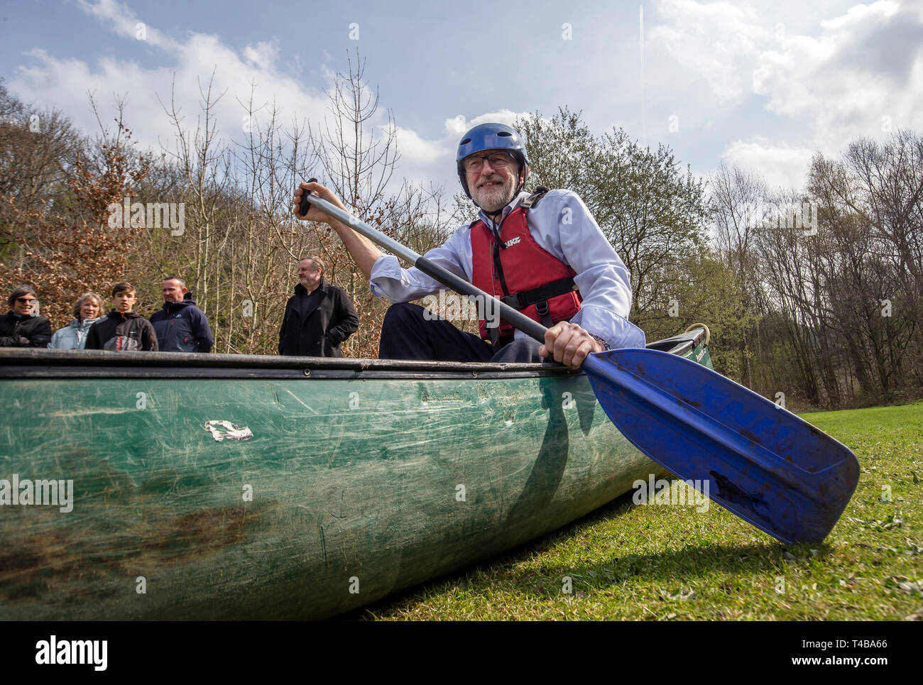 Labour Party leader Jeremy Corbyn in a canoe during a visit to ...