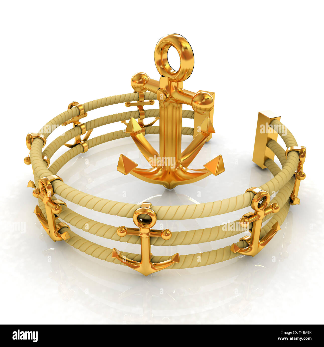 Design fence of anchors on the ropes and anchor in the center Stock ...