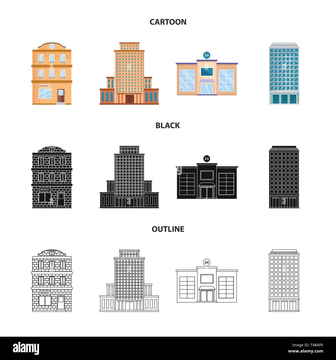 Vector illustration of municipal and center symbol. Set of municipal ...