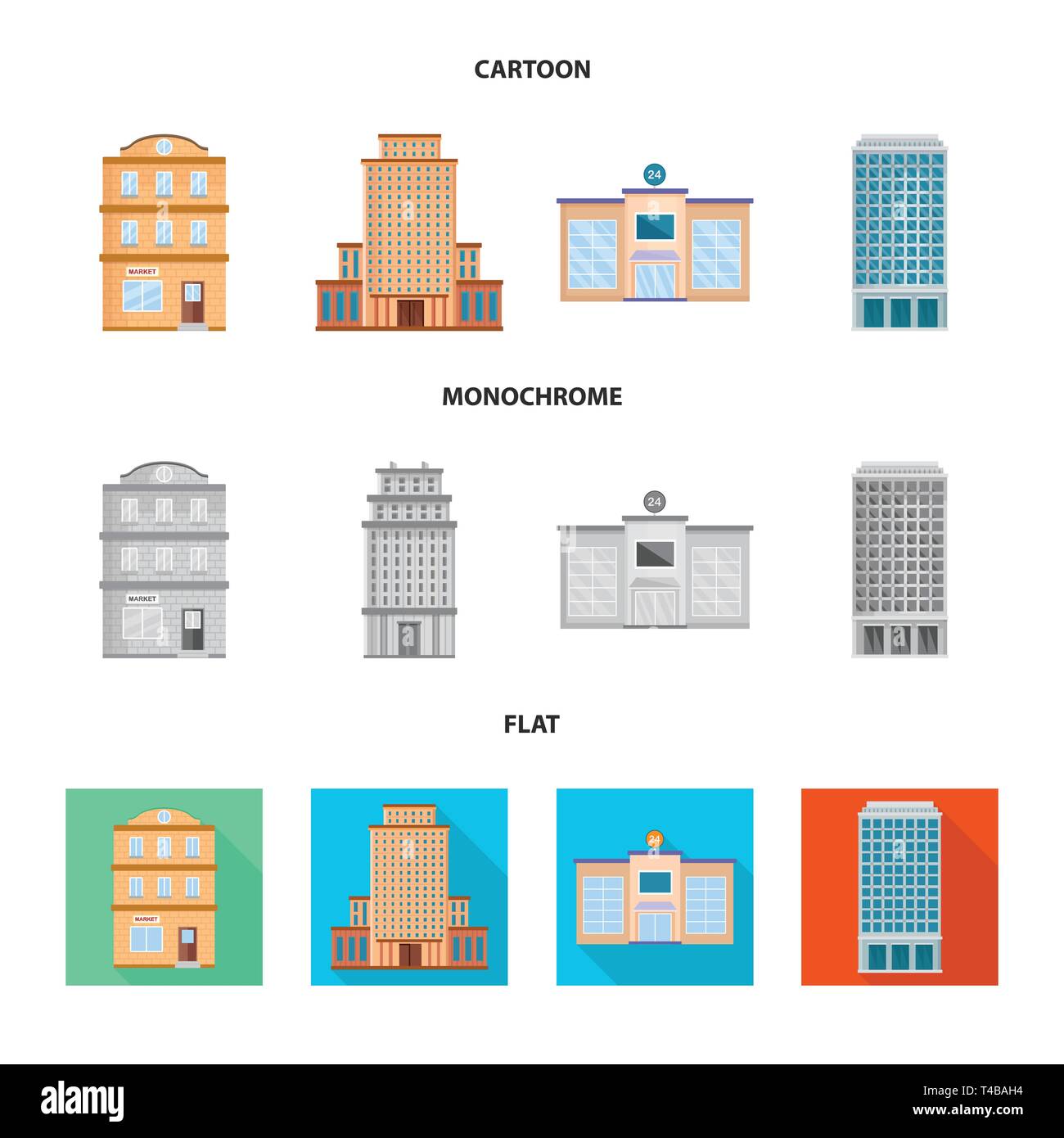 Vector illustration of municipal and center icon. Collection of ...