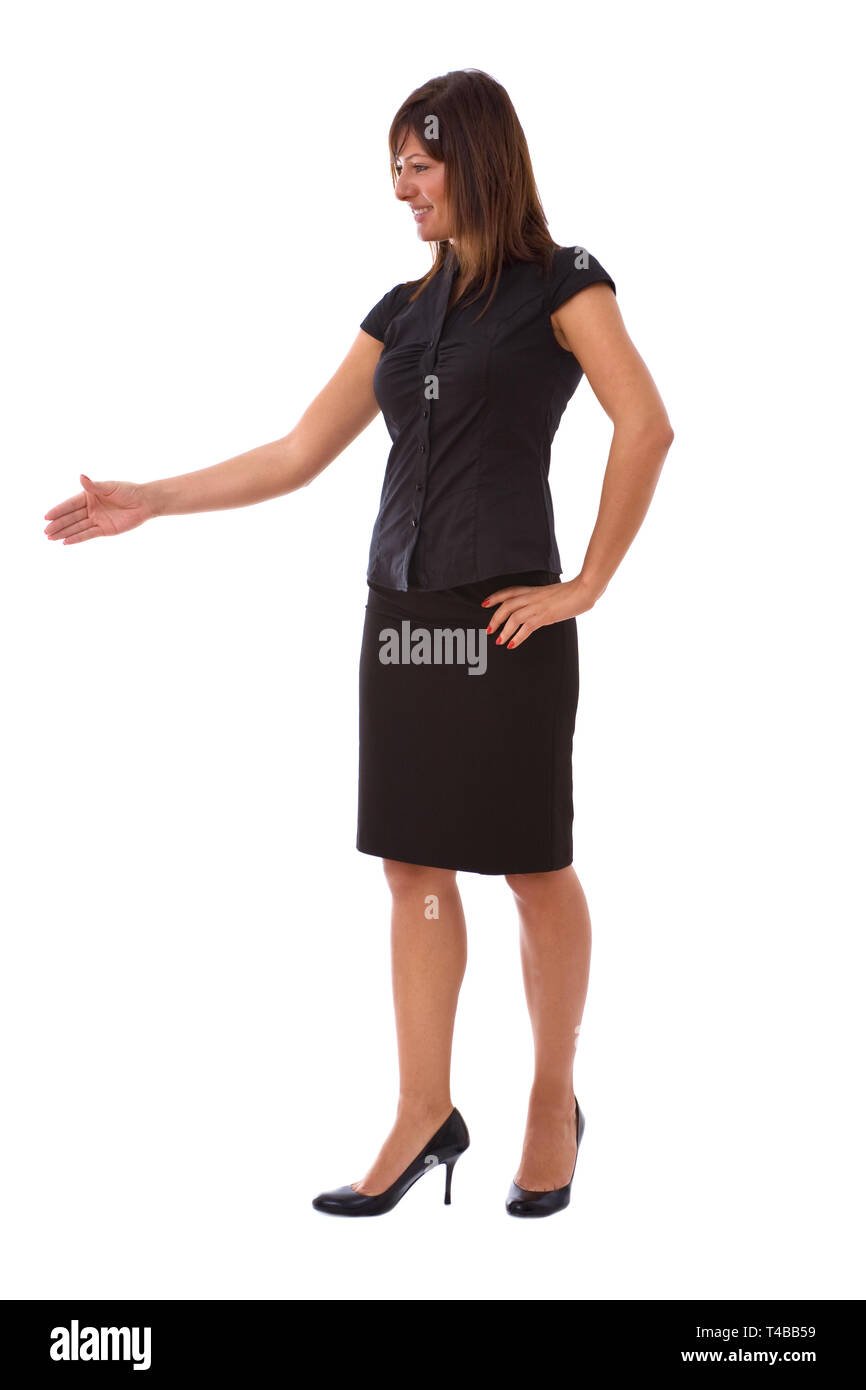 successful businesswoman ready to hand shake on white background Stock ...