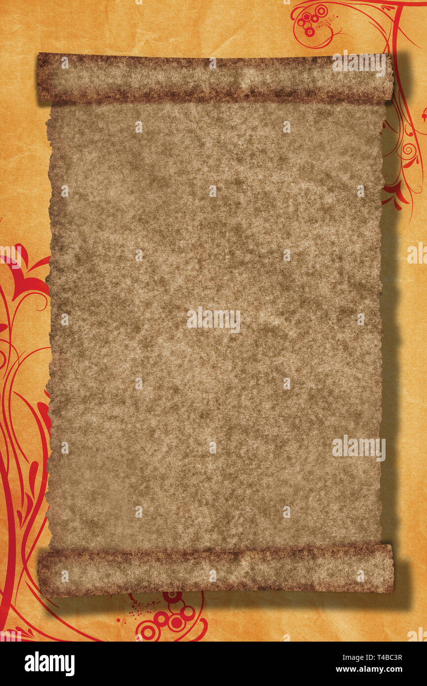 scroll paper background texture with flower ornaments Stock Photo - Alamy