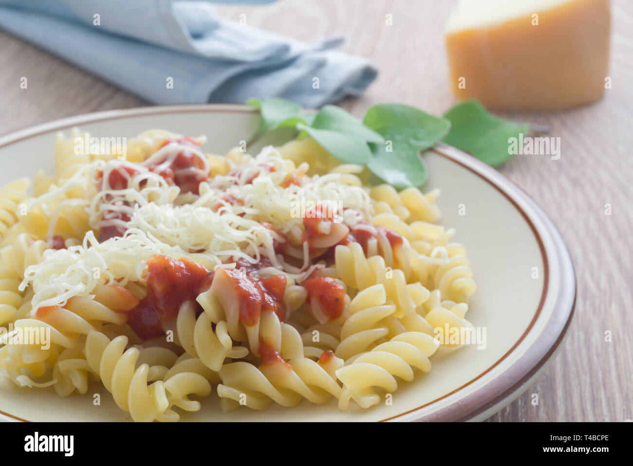 Rotini Pasta. With tomato and cheese Stock Photo - Alamy